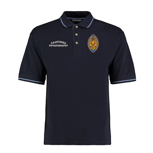 CSP Physiotherapy Navy with Sky Blue Tipped Polo Shirt | Embroidered ...